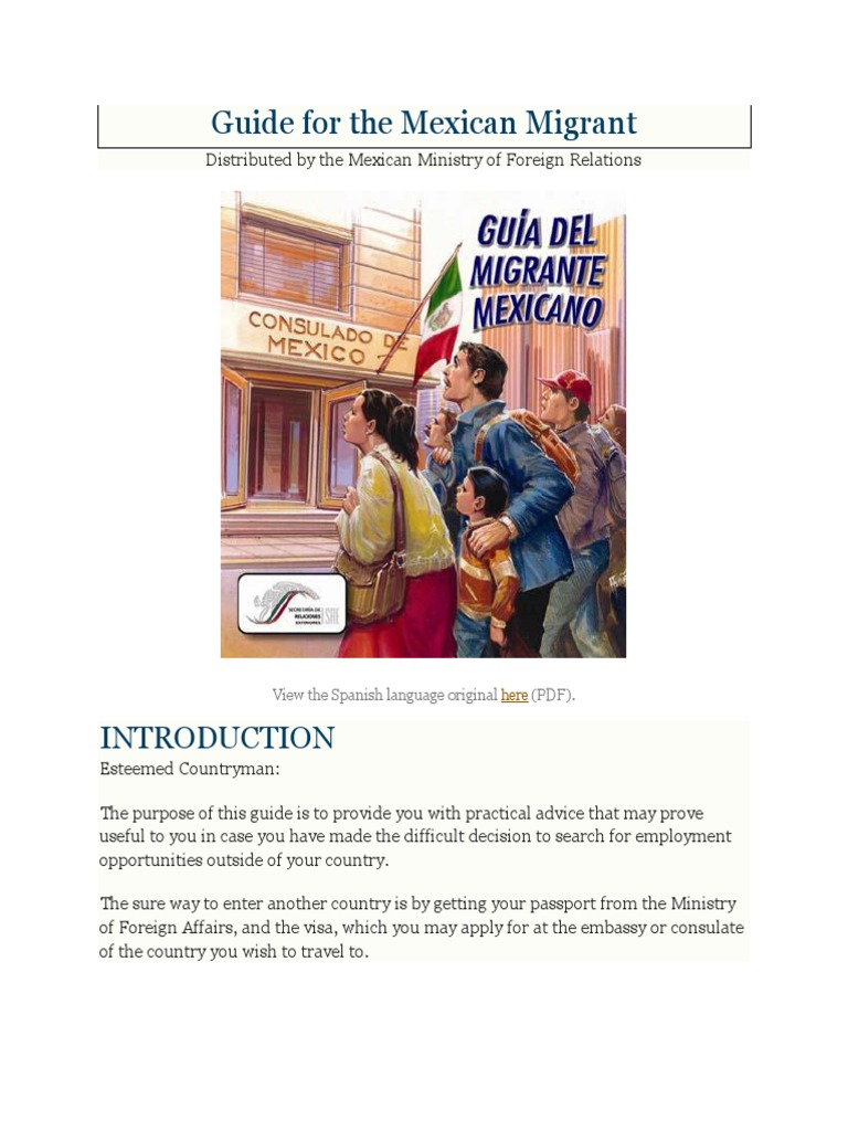 Mexican Migrant Employment Guide | PDF | Travel Visa | Consul ...