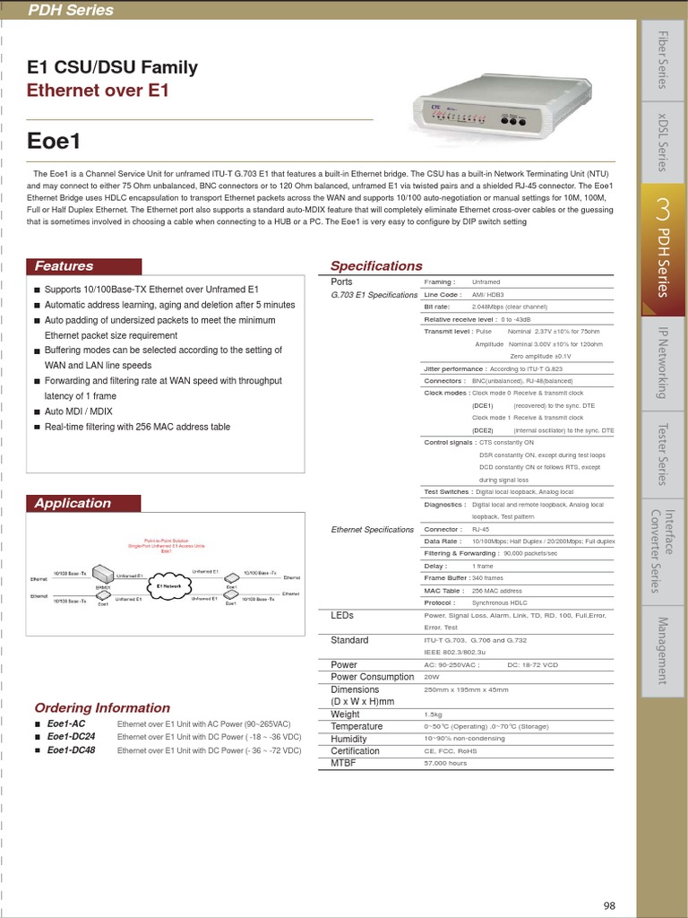 EOE-1 - AC Conversor G703 | PDF | Ethernet | Network Architecture