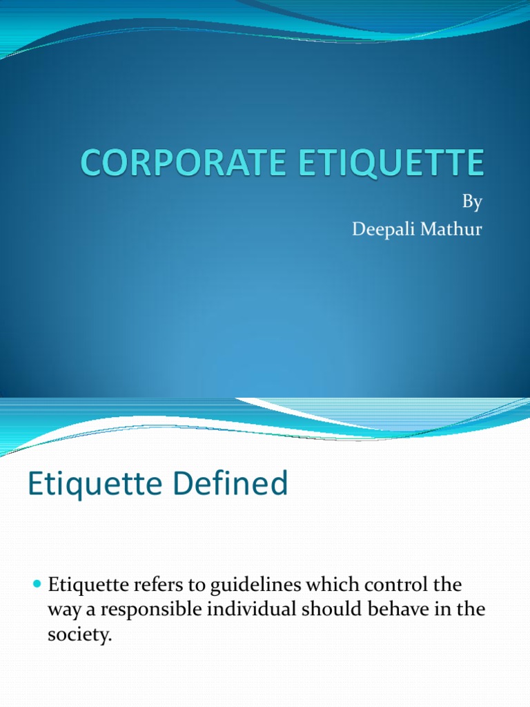 Corporate Etiquette | PDF | Etiquette | Email