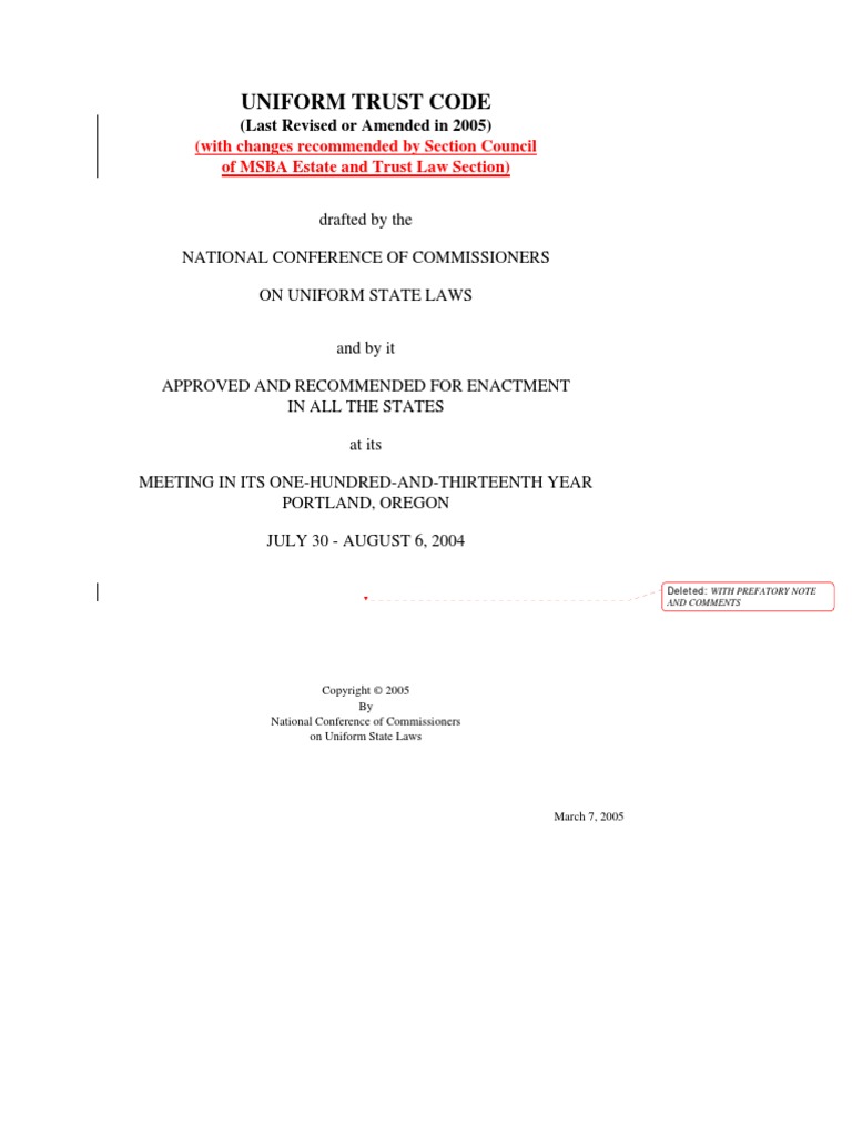 Uniform Trust Code | PDF | Trust Law | Trustee