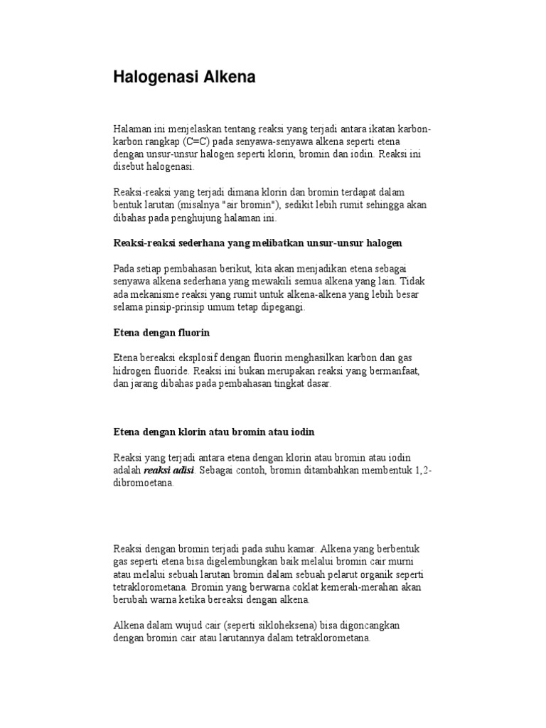 Halogenasi Alkena | PDF | Sains & Matematika