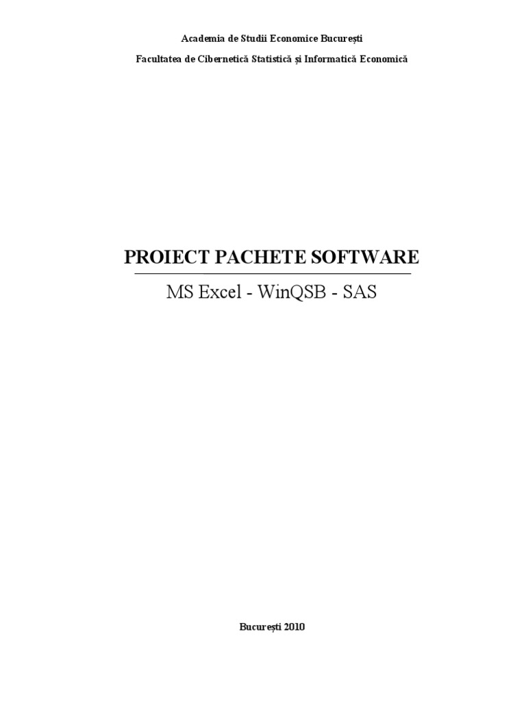 Proiect Excel-WINQSB-SAS - Pachete Software | PDF