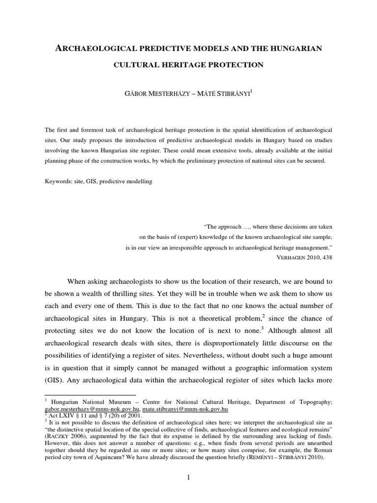 Archaeological Predictive Models-Libre | PDF | Archaeology | Geographic Information System