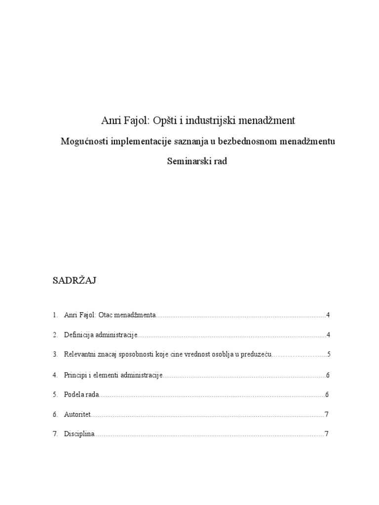 Anri Fajol - Opsti I Industrijski Menadzment | PDF
