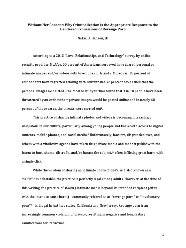 Without Her Consent: Why Criminalization Is The Appropriate Response To ...