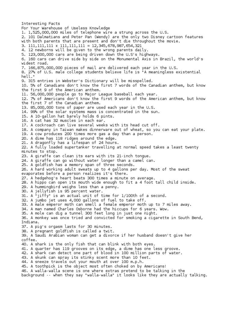 Amazing Facts | PDF | Nature