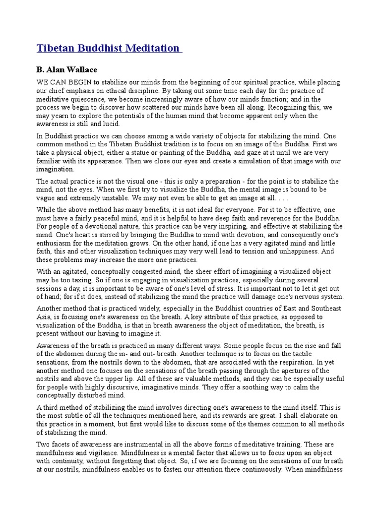 Tibetan Buddhist Meditation Techniques | PDF | Meditation | Tibetan ...