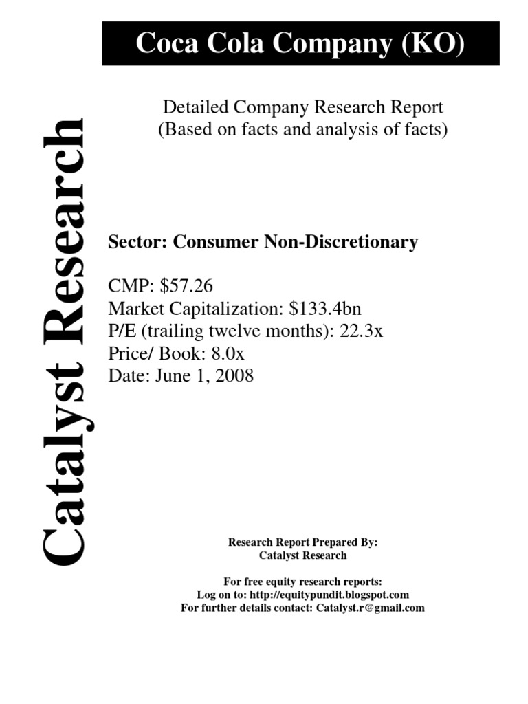 Coca Cola Report June 2008 | PDF | The Coca Cola Company | Investing