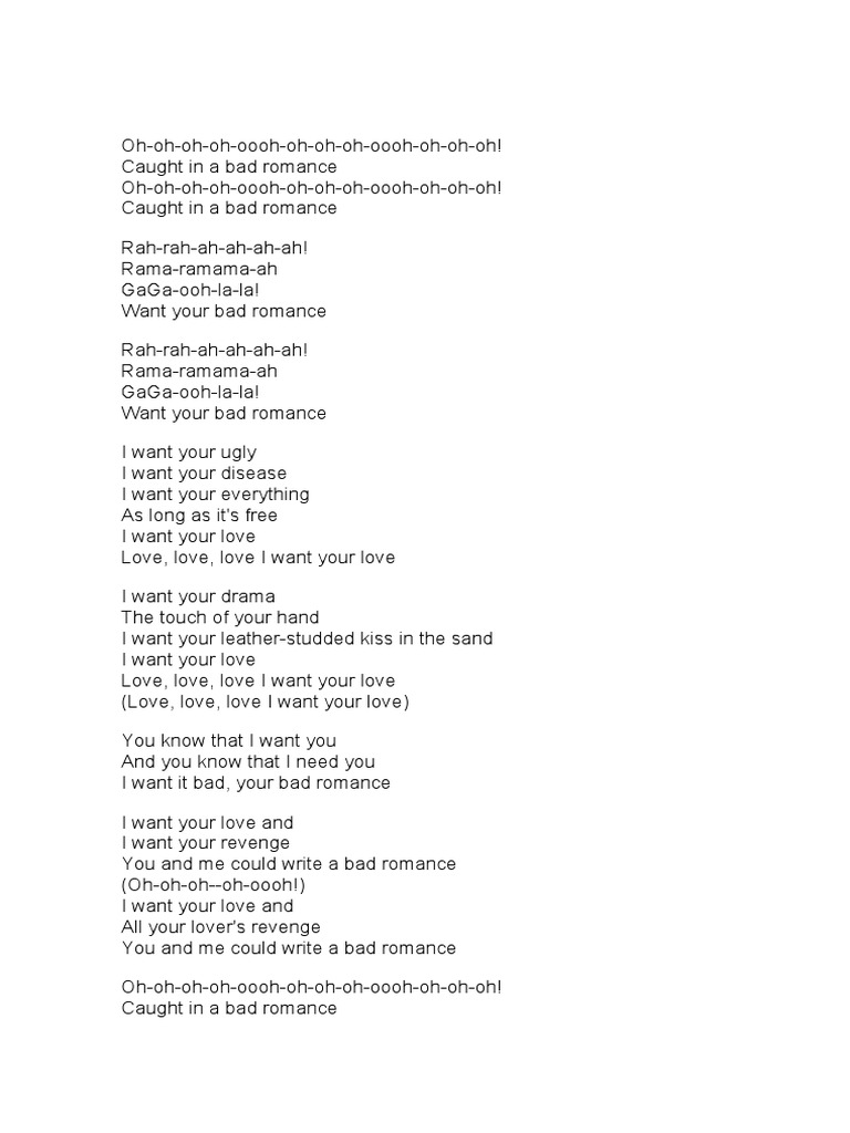 Bad Romance Lyrics | PDF | Dance Music | Song Recordings Produced