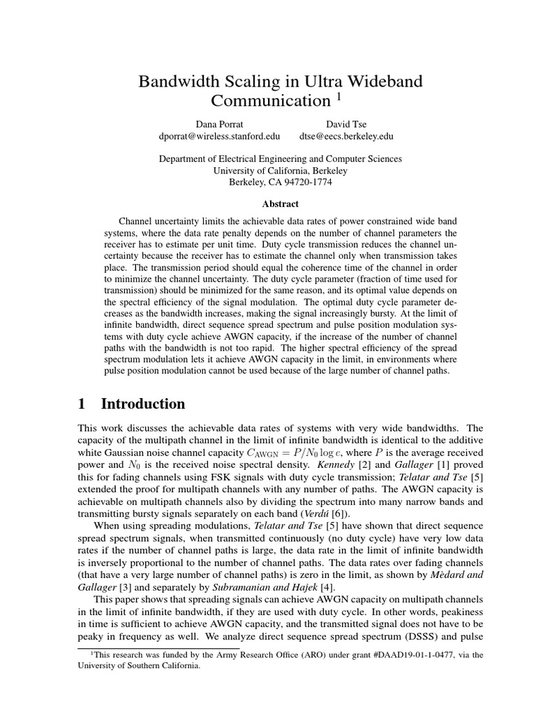 Bandwidth Scaling in Ultra Wideband Communication: Gallager (3) and ...