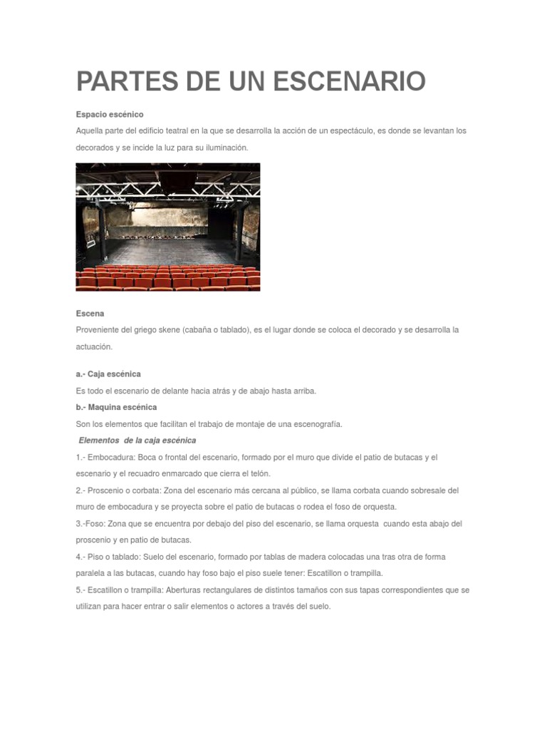 Partes del Escenario Teatral | PDF | Teatro | Entretenimiento (general)