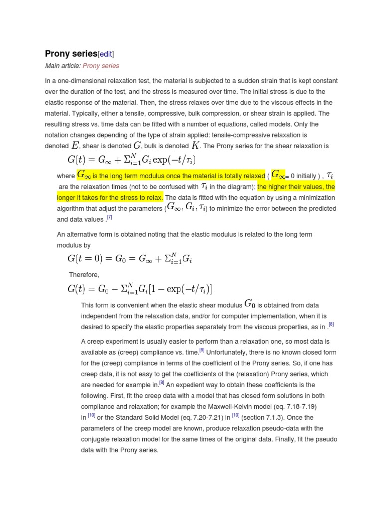 Prony Series for Viscoelastic Materials | PDF | Science & Mathematics
