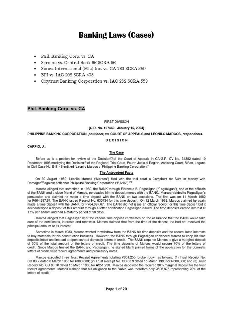 Banking Laws 1st Batch of Cases Compilation | PDF | Interest | Loans
