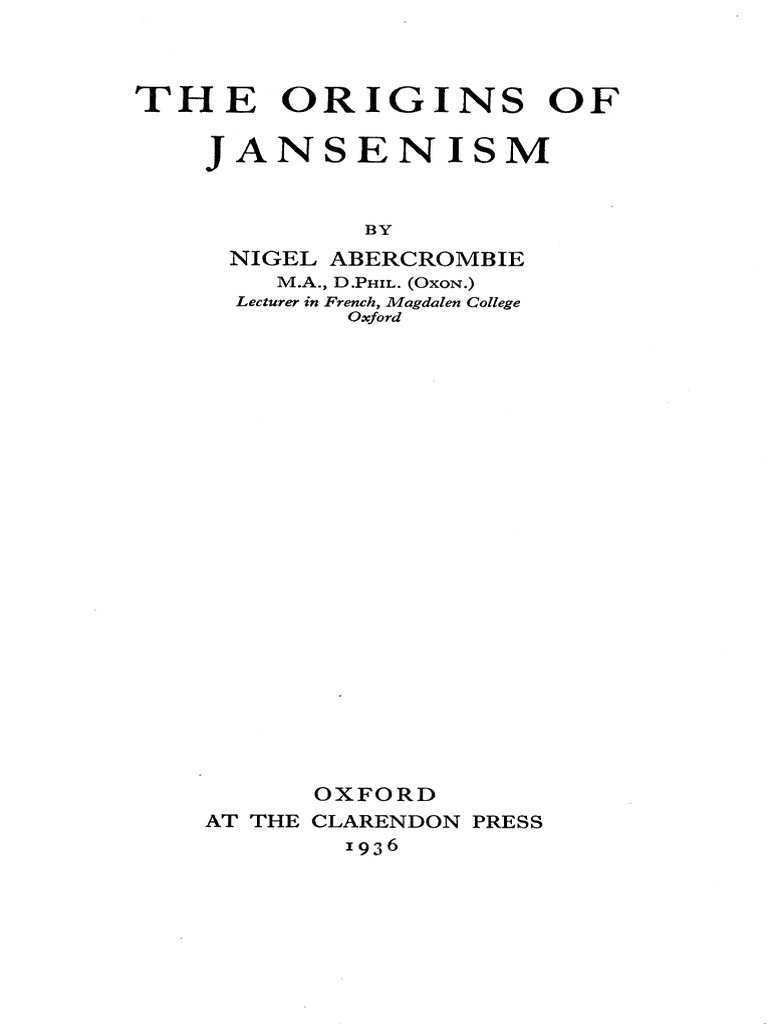 Abercrombie Origins of Jansenism | PDF