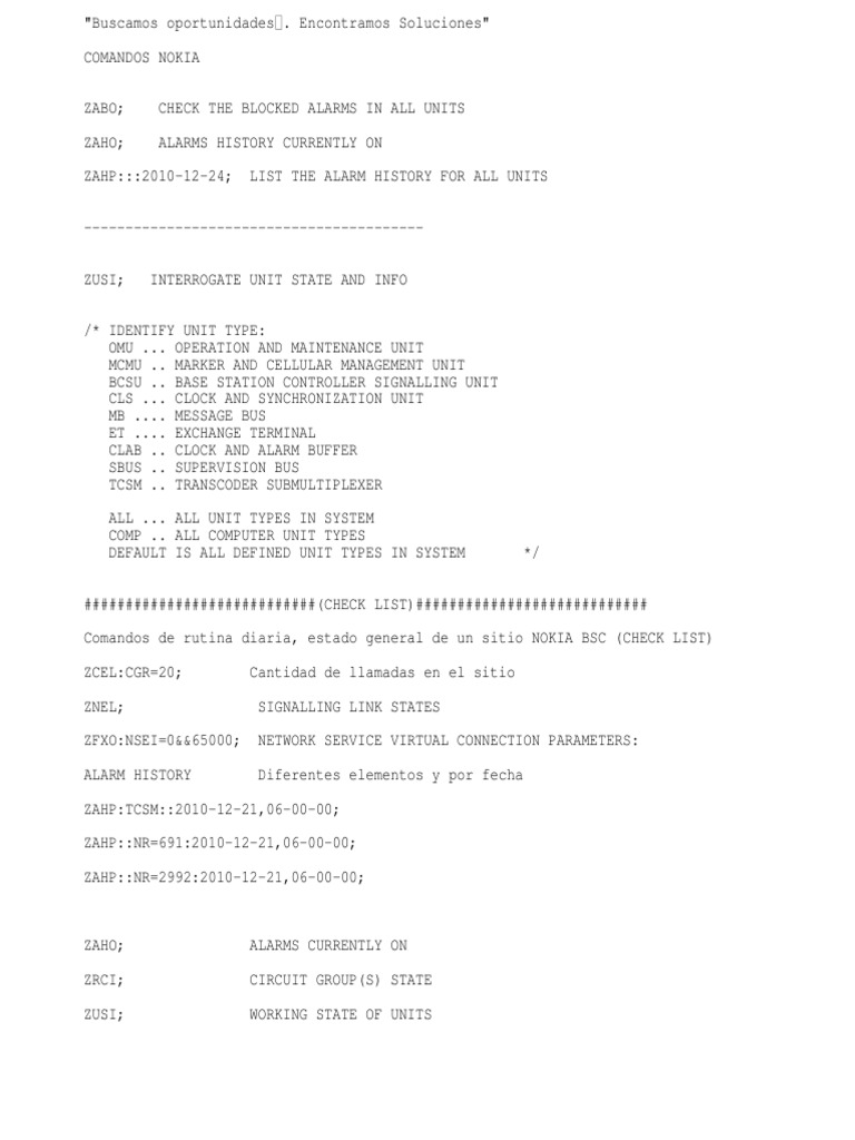 Comandos Nokia | PDF | Redes | Estándares de telecomunicaciones