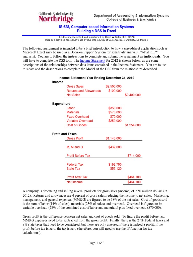 Computer-Bases Inforation Systems Building A DSS in Excel Part I | PDF ...