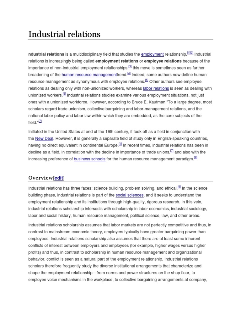 Industrial Relations Summary | PDF