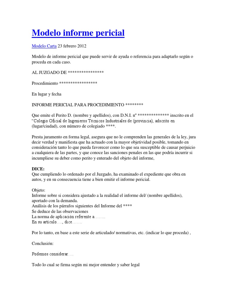 Modelo de Informe Pericial | PDF