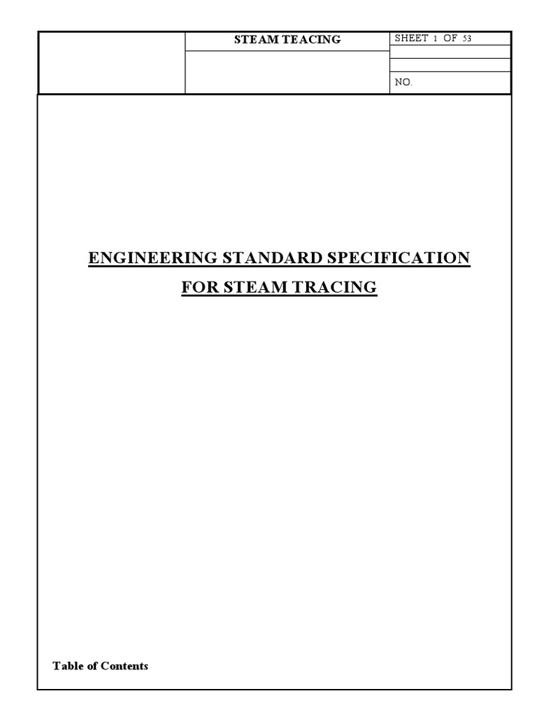 Engineering Standard Specification For Steam Tracing | PDF | Steam ...