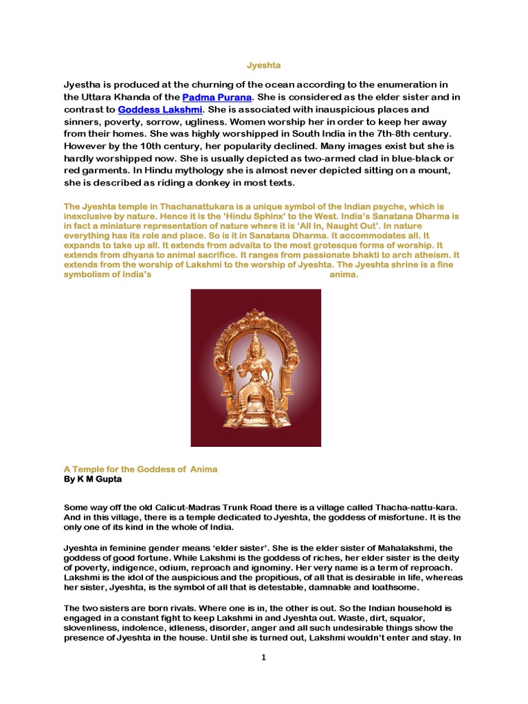 jyeshta+devi | Hindu Mythology | Indian Religions