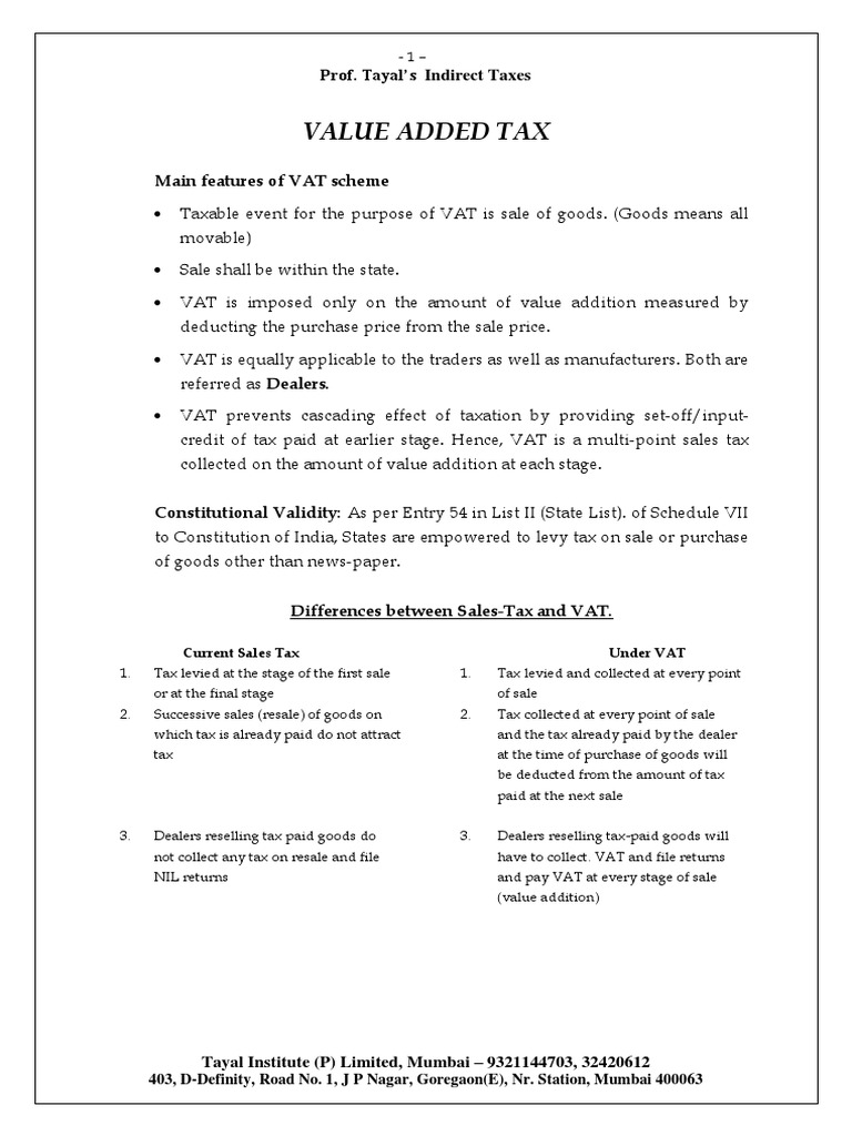 Ca final Vat | Value Added Tax | Invoice