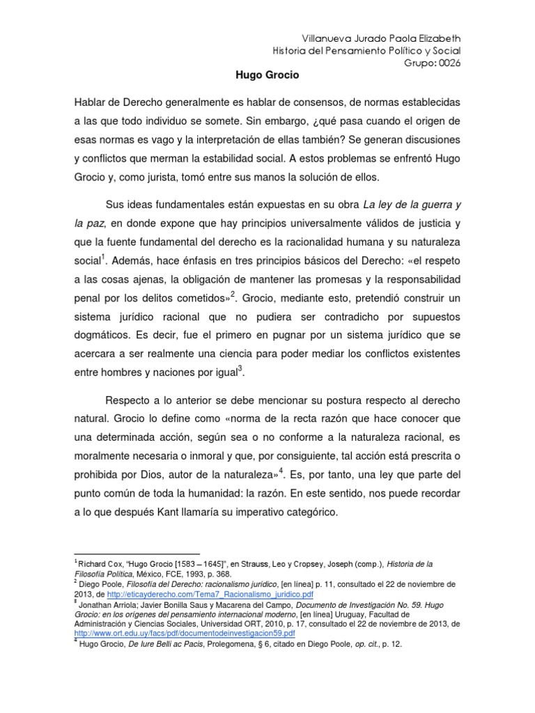 Hugo Grocio y el Derecho Natural | PDF | Virtud | Principios éticos