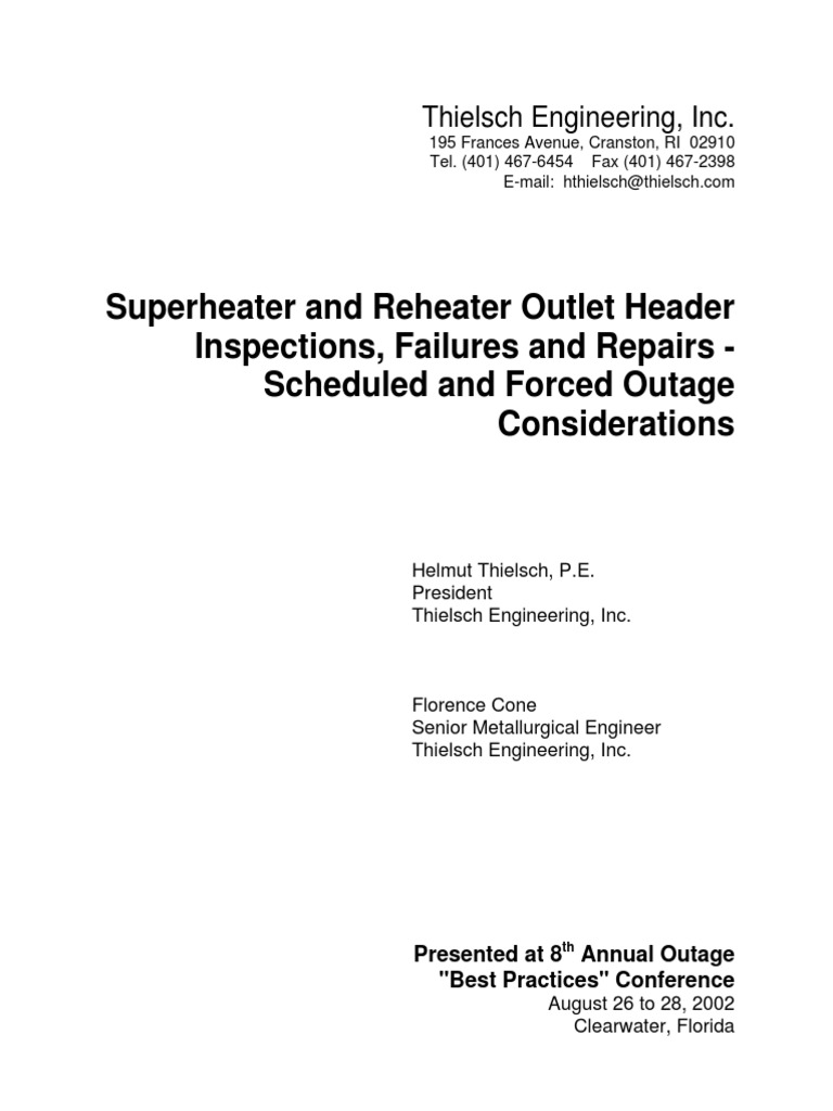 Superheater and Reheater Outlet Header Inspections Failures | PDF ...