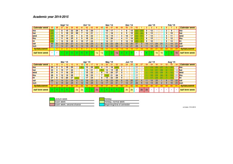 Academic Calendar Overview 2014-2015 | PDF