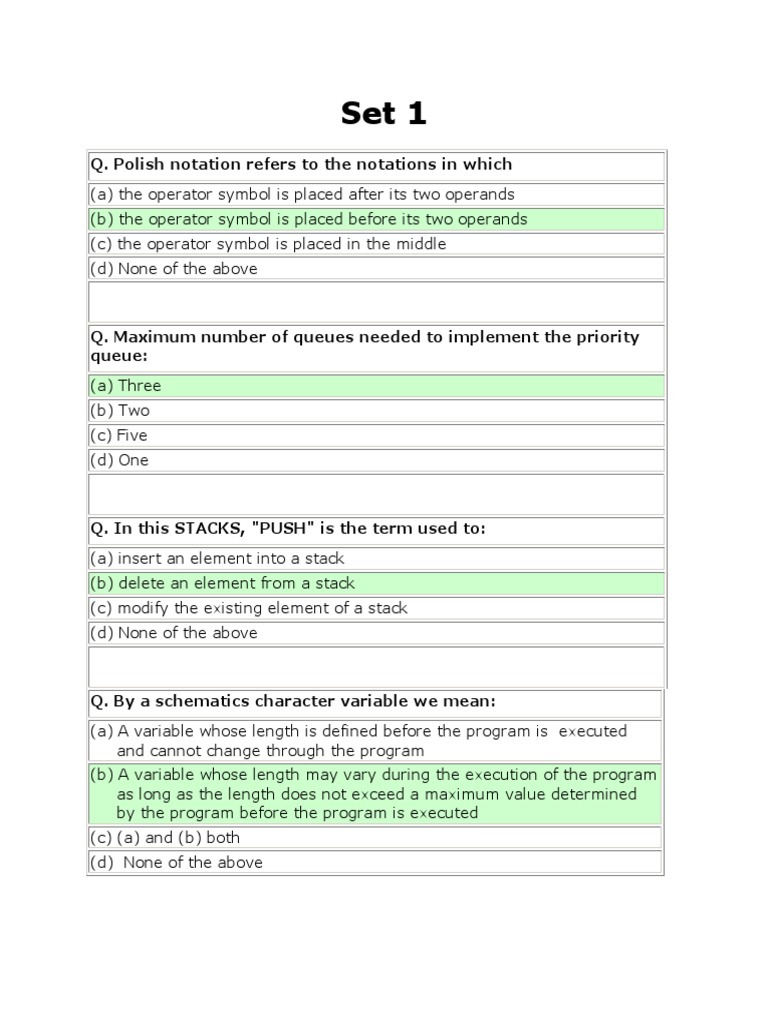 Data Structures And Algorithms Mcqs Pdf C Programming Language 3922