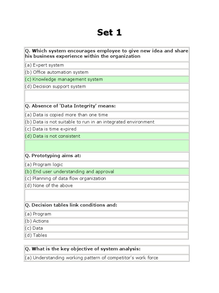 MIS MCQs: Key Concepts and Functions | PDF | Feasibility Study ...