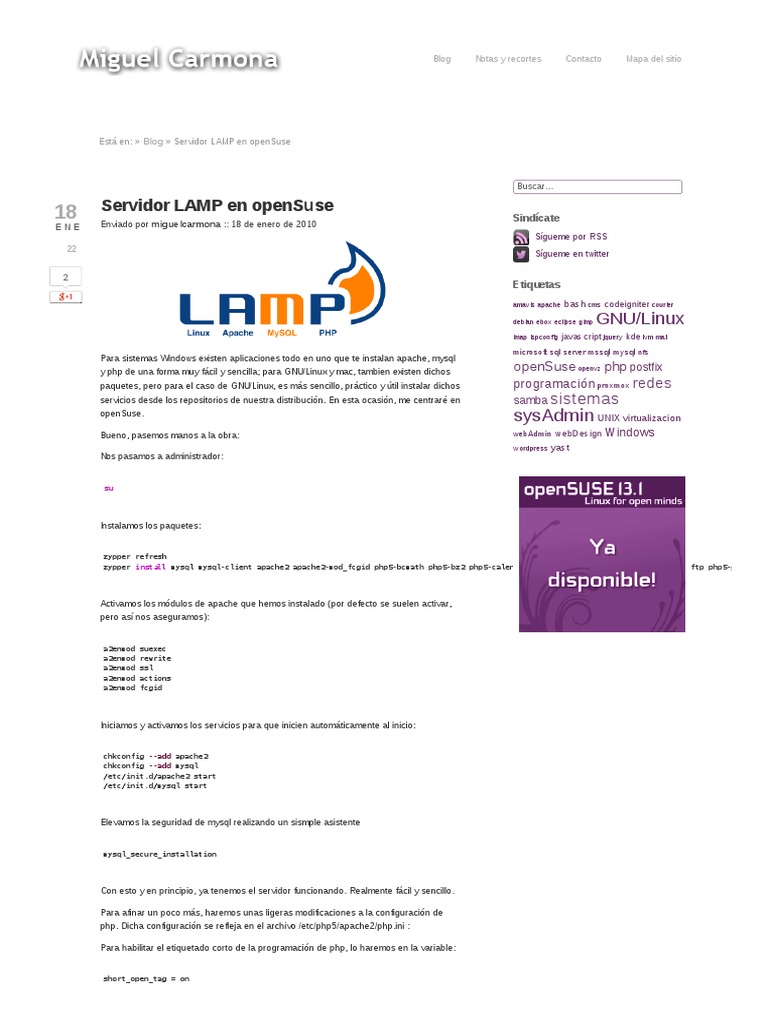 Servidor LAMP en Opensuse :: PDF | PDF | Servidor HTTP Apache ...