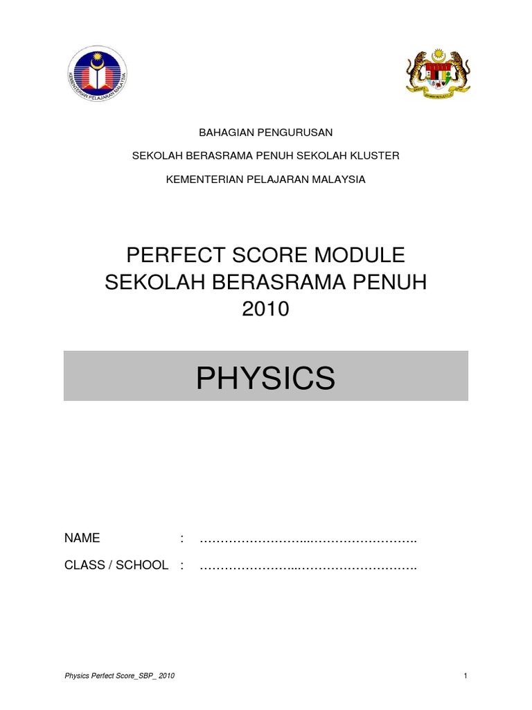 Physics Perfect Score Module Form 5 | PDF | Refraction | Electric Current