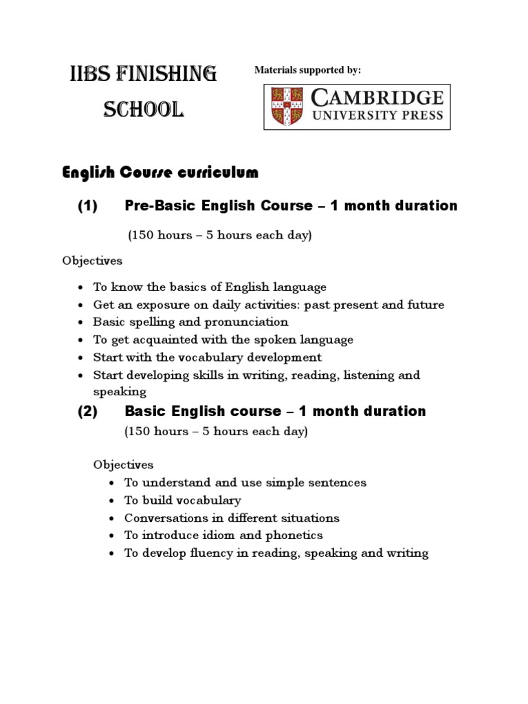 English Course Curriculum | PDF | English Language | International ...