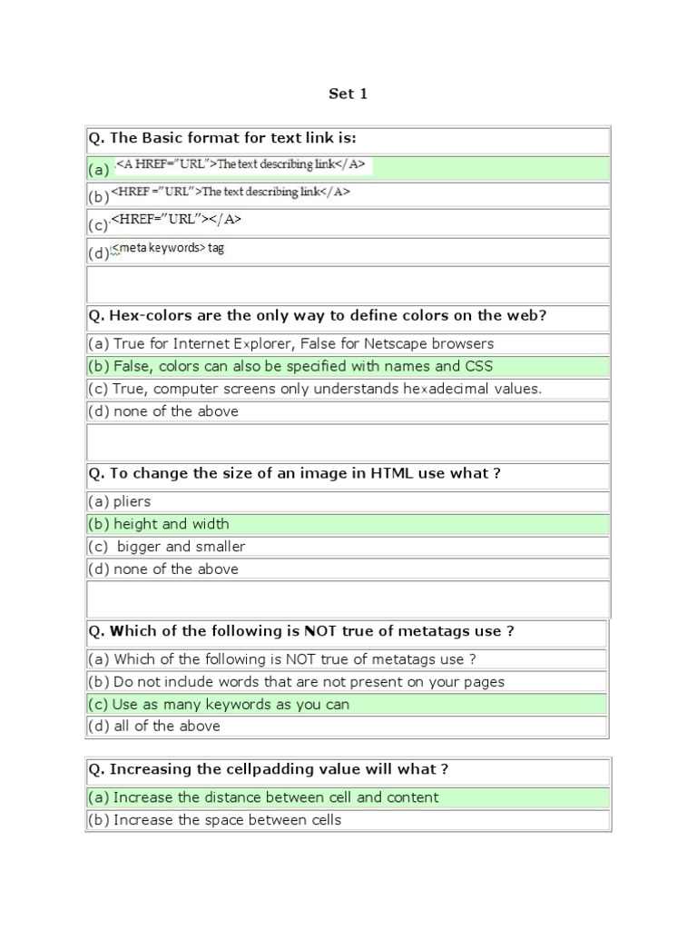 Web Technology MCQ'S | PDF | Html Element | Tag (Metadata)