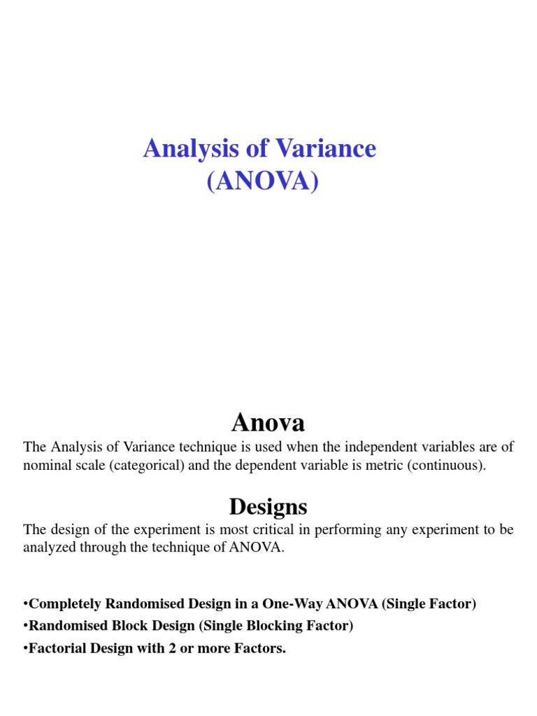 Analysis of Variance (Anova) | PDF | Analysis Of Variance | Errors And Residuals
