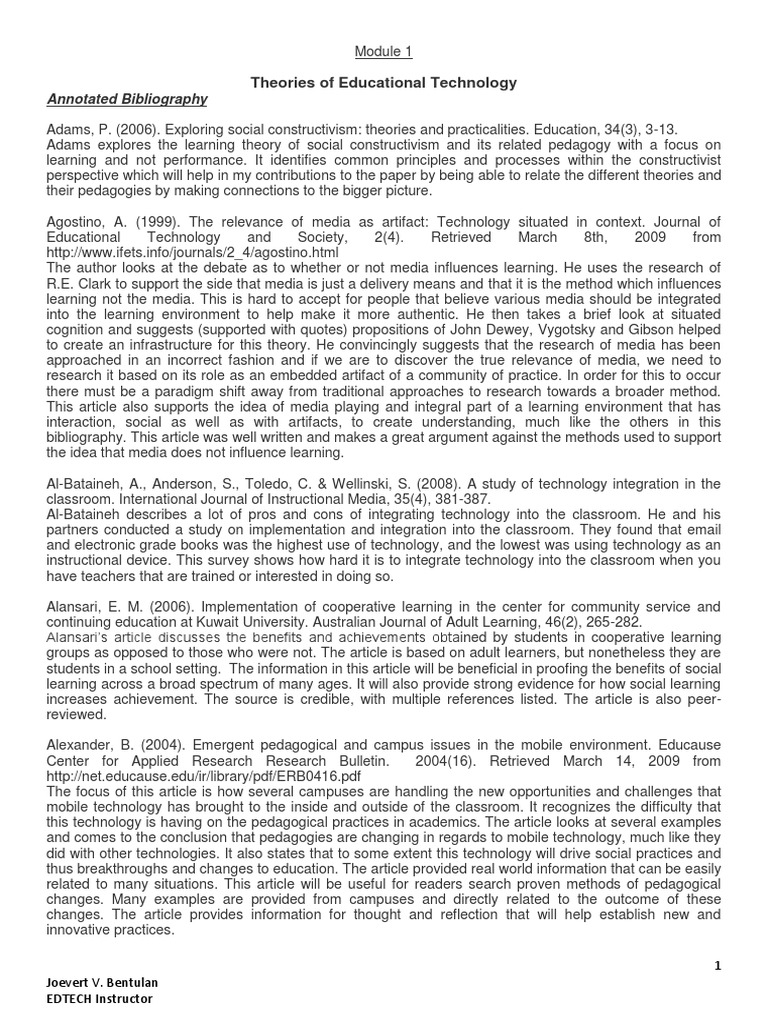 Module 1-Theories of Educational Technology | PDF | Educational ...