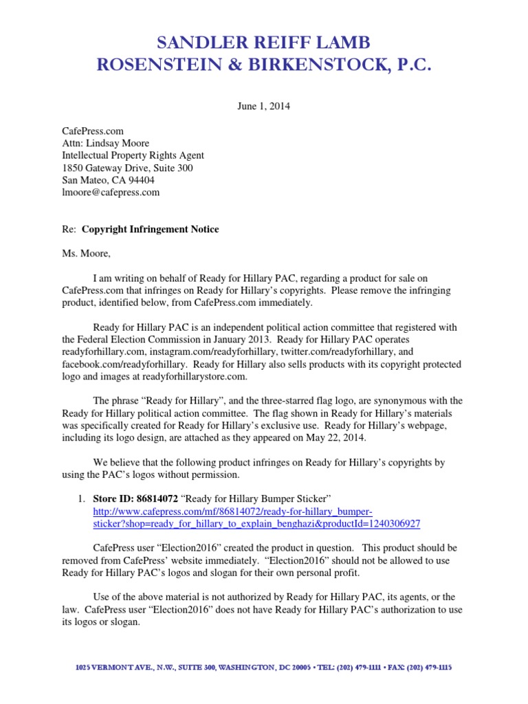 Copyright Infringement Notice Letter | PDF | Copyright Infringement ...