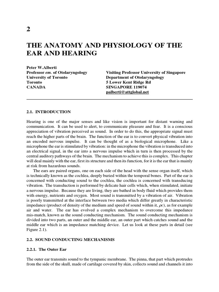Anatomy and Physiology of Ear | PDF | Ear | Hearing