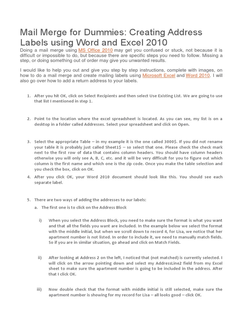 Mail Merge Step by Step | Microsoft Excel | Spreadsheet