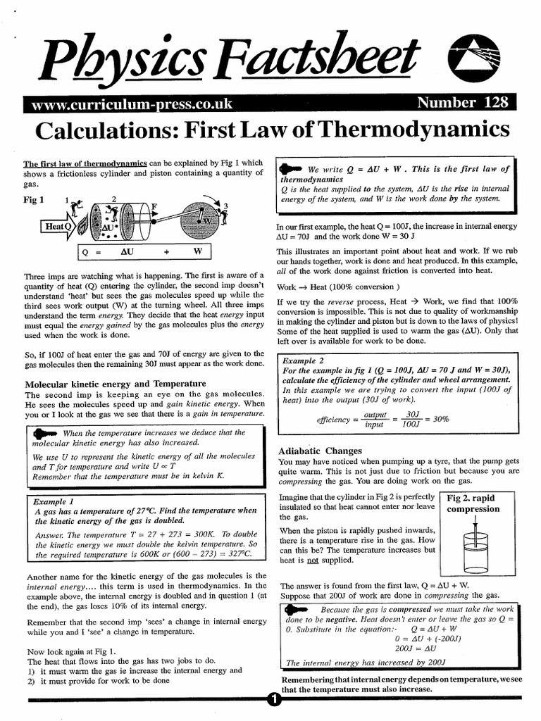 Thermal Energy (Physics Factsheet) | PDF | Gases | Heat