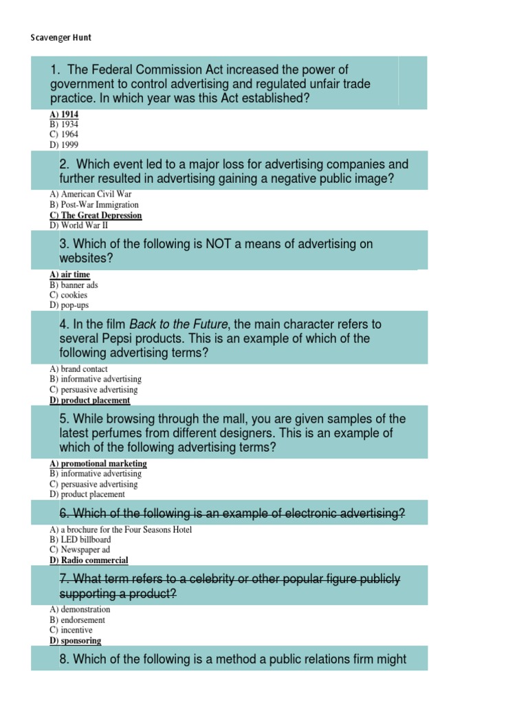 10 Scavenger Hunt | PDF | Target Audience | Advertising