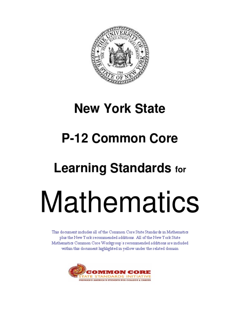 Mathematics: New York State P-12 Common Core Learning Standards ...