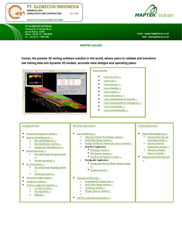 Maptek Vulcan 3D Mining Software Overview | PDF | Geographic ...