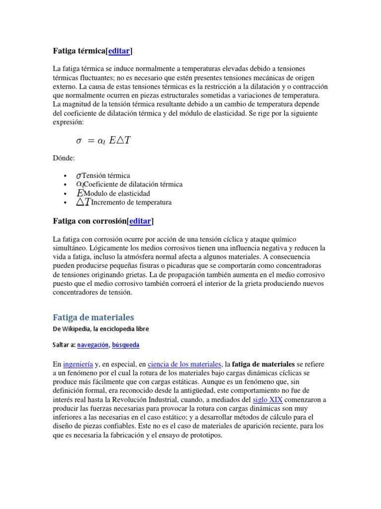 Fatiga térmica | PDF | Fatiga (material) | Materiales