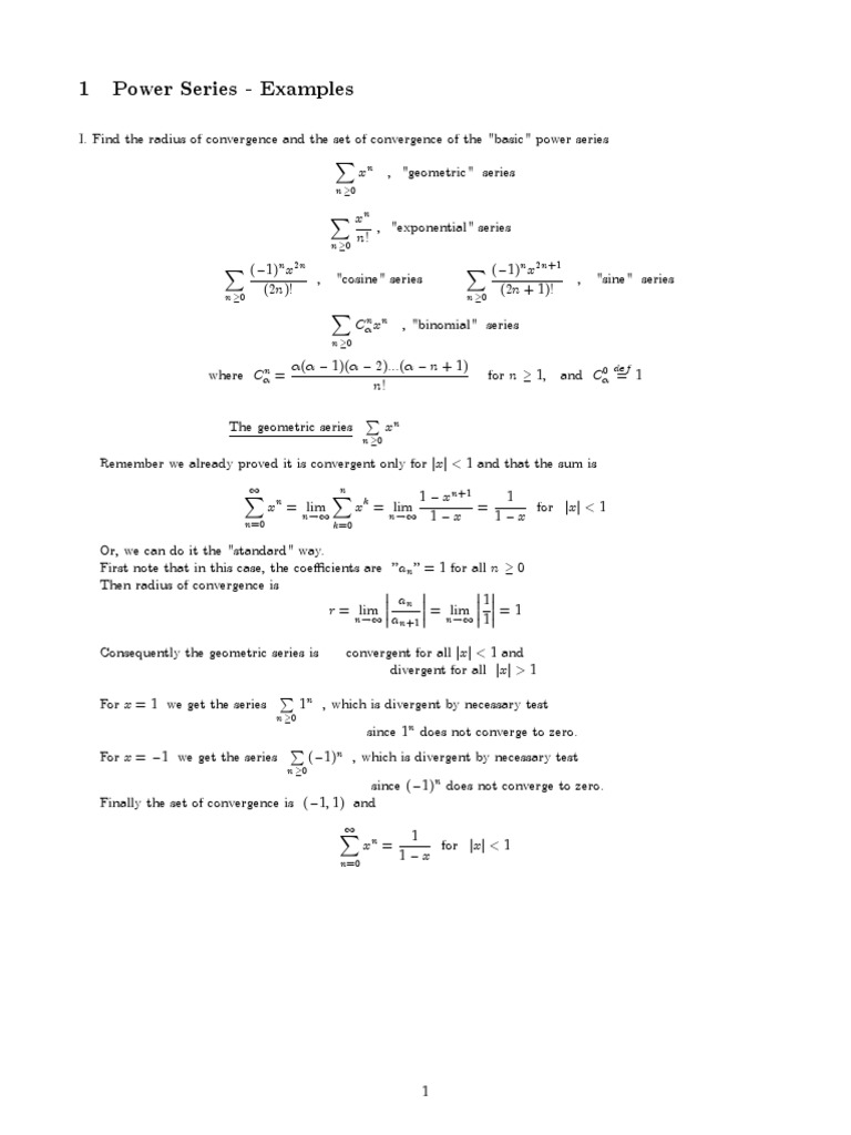 Examples02 Power Series | PDF | Trigonometric Functions | Exponential ...