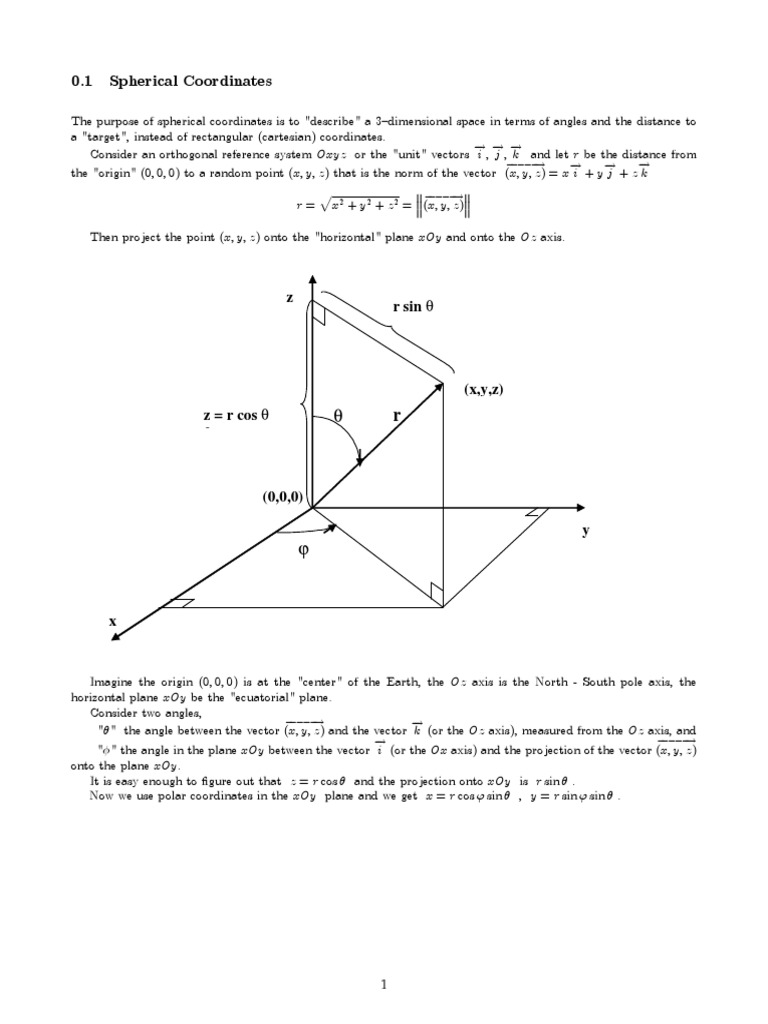Practical Guide 11 Spherical Coordinates | Cartesian Coordinate System ...