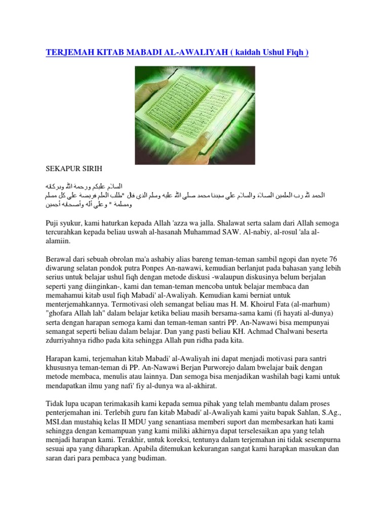 Terjemah Kitab Mabadi Al_ Ushul Fiqh