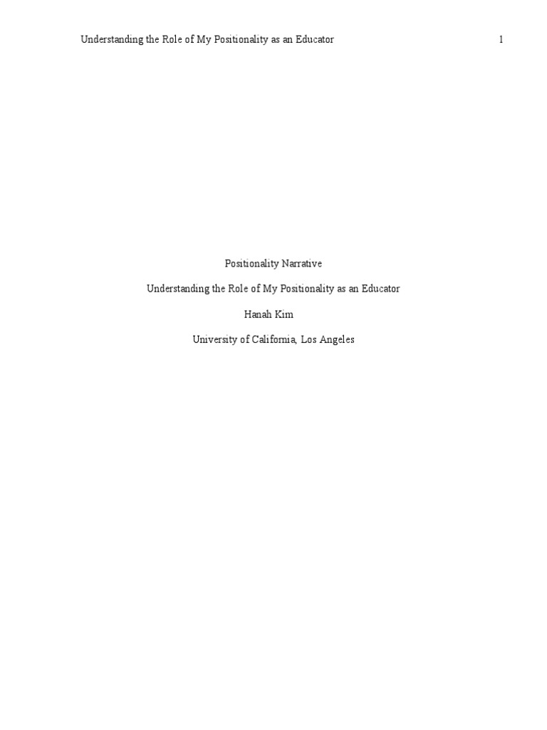 Positionality Narrative | PDF | Teachers | Faith