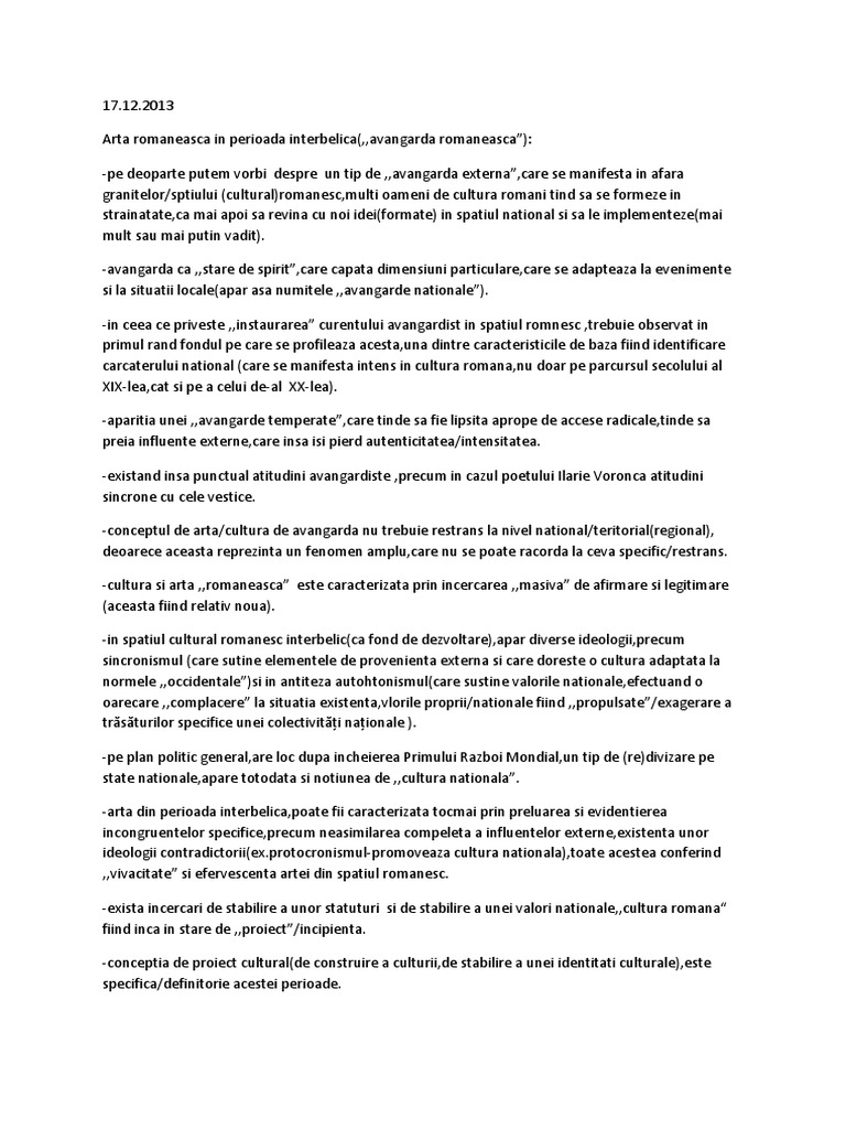 Arta Romaneasca in Perioada Interbelica | PDF