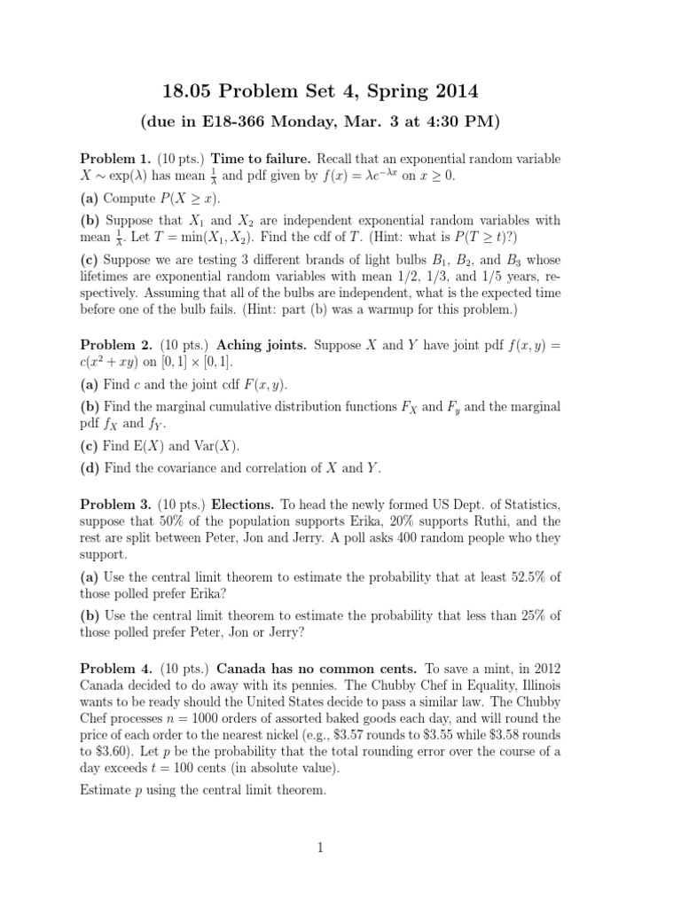 Probability Exercises | Download Free PDF | Probability Density Function | Random Variable